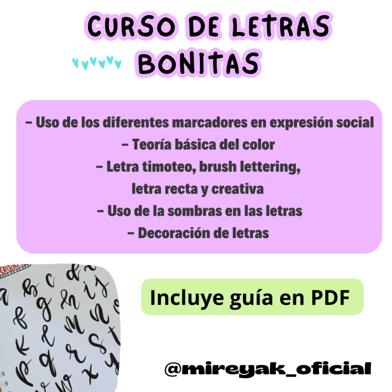 Curso de letras principiantes Pregrabado – Mireyak